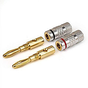 Banana Plugs 6 Pairs / 12 Pcs, Dual Screw 24K Gold Plated Speaker Plugs Audio Jack Connectors, Surround Sound Speaker Wire Banana Connectors (Silver)