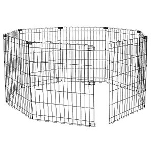 Amazon Basics Foldable Octagonal Metal Exercise Pet Play Pen for Dogs, Fence Pen, No Door, Small, 60 x 60 x 30 Inches, black