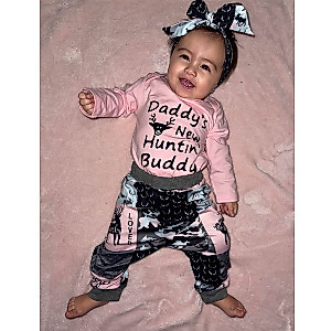 BIRTHDAY SHARK Newborn Girls Outfit Baby Girl Coming Home Outfit Hunting Clothes for Girls (Pink,0-3 Months)