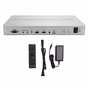 4K 3x3 Video Wall Controller with Media Player Splitter 3840x2160 30Hz Support IR Remote Voice Control RS2 Edge Masking