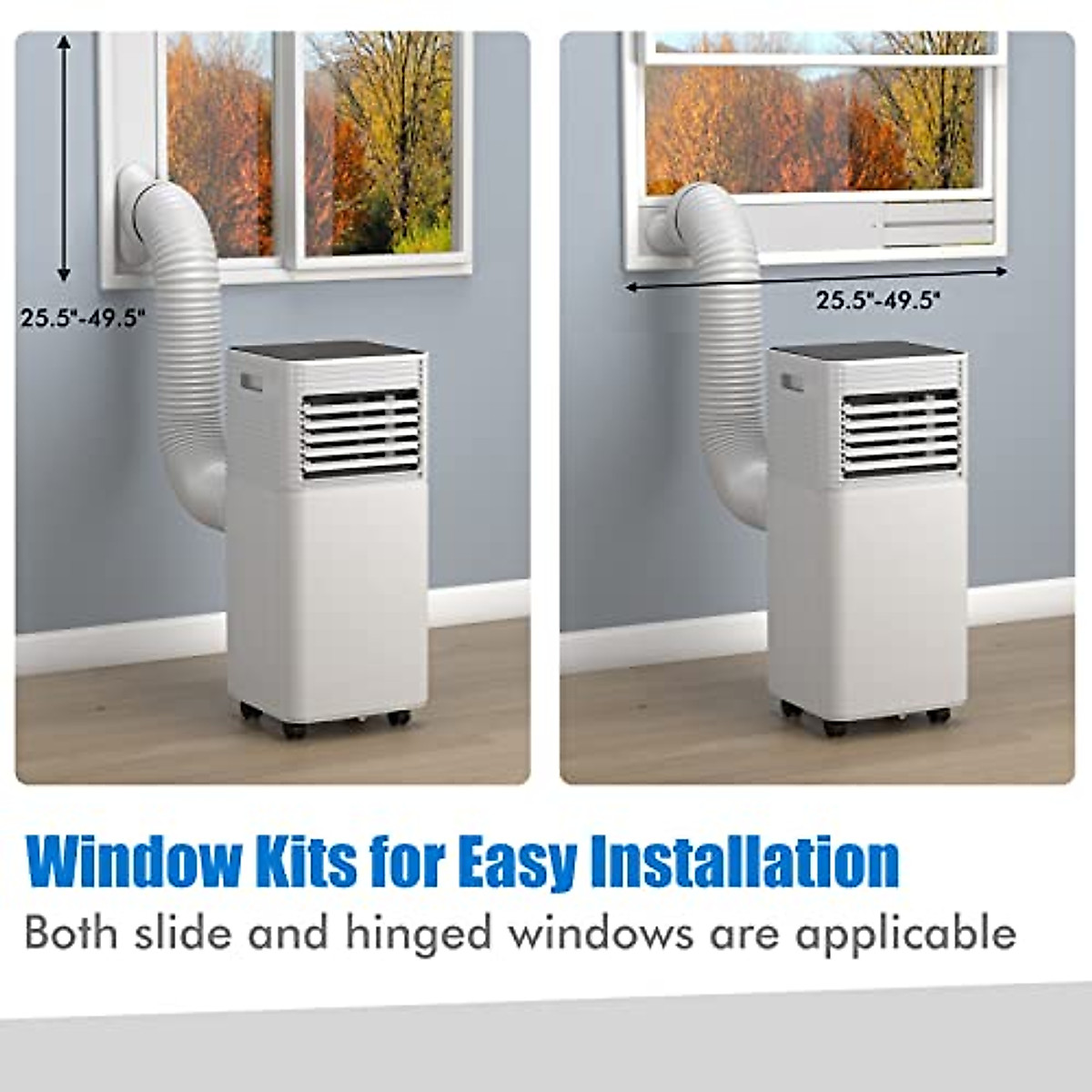 GOFLAME Portable Air Conditioner, 8000 BTU Powerful AC Unit with Remote Control and 4 Universal Casters, 3-IN-1 Air Cooler & Dehumidifier & Fan with 24H Timer for Living Room, Bedroom, Office, Black