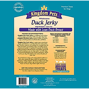 Kingdom Pets Duck Breast Jerky, Premium Treats for Dogs, 40 oz. Bag