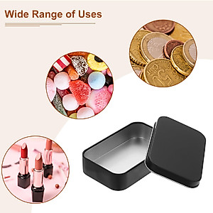 uxcell Metal Tin Box Containers, 8Pcs 3.7x2.4x0.9 Inch Black Rectangular Metal Hinged Tin Box Mini Portable Storage Container Kit with Lid for Home Storage