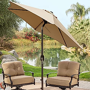 Blissun 7.5 ft Patio Umbrella, Yard Umbrella Push Button Tilt Crank (Tan)