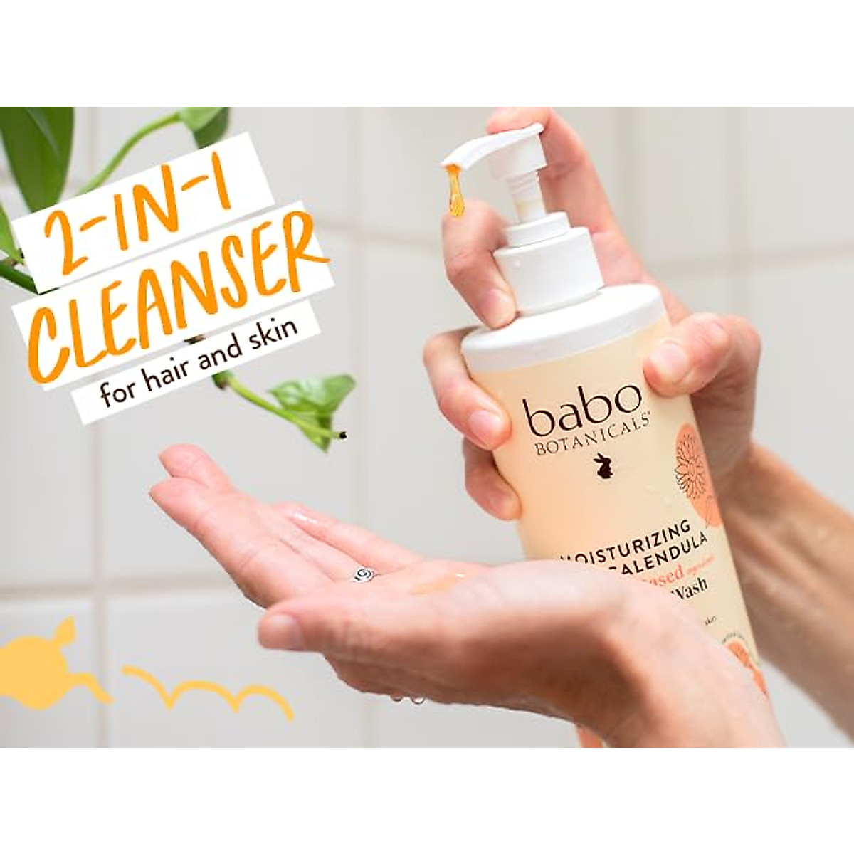 Babo Botanicals Moisturizing Oat & Calendula 2-in-1 Shampoo & Wash - For Dry or Sensitive Skin - For all ages - Lightly Scented - Vegan - 16 Fl Oz