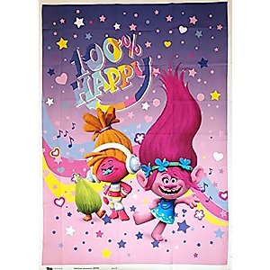 Trolls 100 Percent Happy Cotton Fabric Panel - Poppy DJ & Fuzzbert (Great for Quilting, Sewing, Craft Projects, Wall Hangings, and More) 30" X 44" Tall