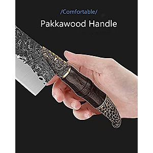 TIVOLI Professional Chef Knife Japanese Gyuto Knife Hand Forged Knife Meat Cleaver Full Tang Butcher Knife for Vegetables Meat Cutting for Kitchen Outdoor Cooking knifes Thanksgiving Christmas Gift