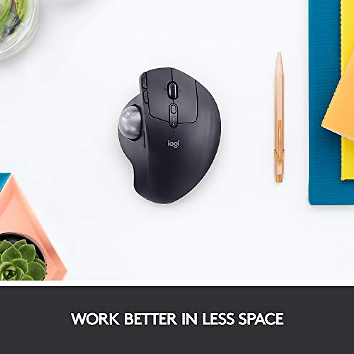 Logitech MX Ergo Wireless Trackball Mouse Adjustable Ergonomic Design, Control and Move Text/Images/Files Between 2 Windows and Apple Mac Computers (Bluetooth or USB), Rechargeable, Graphite - Black