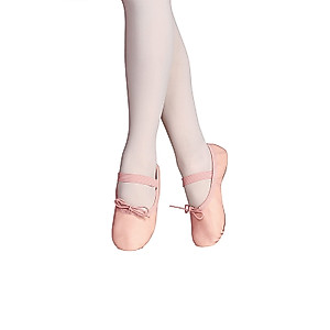 Stelle Ballet Shoes for Girls Toddler Genuine Leather Ballet Dance Slippers for Toddler/Little/Big Kids/Boys(10MT,Ballet Pink,with Tie)