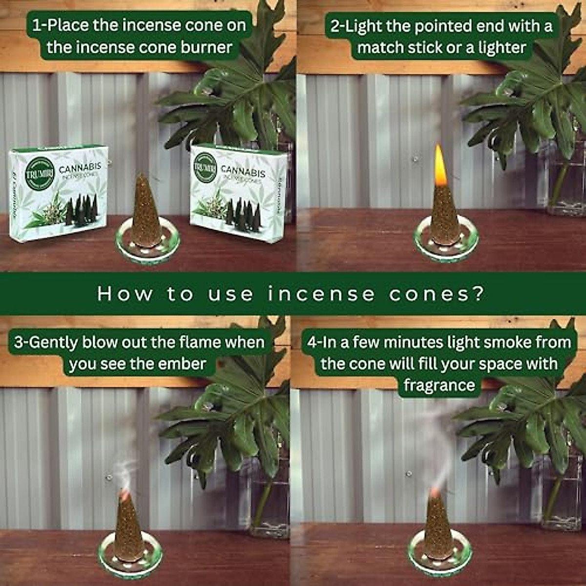 Cannabis Scented Incense Cones - Total 20 Cone Incense - Dual Pack of 10 Insence Cones - Incense Cones Scented - Cone Incense Scents - Insense Cones - Incent Cone