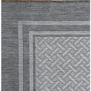 Gertmenian Indoor Outdoor Area Rug, Classic Flatweave, Washable, Stain & UV Resistant Carpet, Deck, Patio, Poolside & Mudroom, 9x13 Ft Extra Large, Simple Border, Silver Gray, 21978