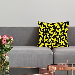 XMNYGJ Yellow Camo Pattern Throw Pillow Covers 20 x 20 Inch Decorative Square Cushion Case Soft Cozy Modern Pillowcase for Couch Sofa Bed Living Room Home Decor