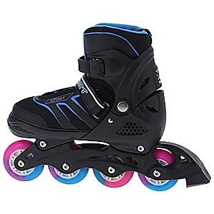 Zerone Roller Skates, Children Adjustable Roller Skates Colorful Stable Wheel Inline Skates for Girls Boys Outdoor Use, Triple Protection S/M/L(S-Blue)