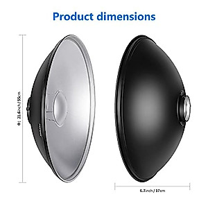 NEEWER 21.6"/55cm Metal Beauty Dish Bowens Mount Reflector with White Diffuser, Honeycomb Grid for Strobe Flash Video Light Compatible with Godox AD600 NEEWER CB60 Q4 Vision 4 S101 Series, NK-NARC22