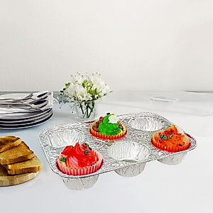 RTUDOPUYT 15 Pc Disposable Muffin Tins, 6-Cup Cupcake Aluminum Pans, Favorite Cupcake Tin Size For Baking Cupcakes Muffins And Mini Pies - Standard Size