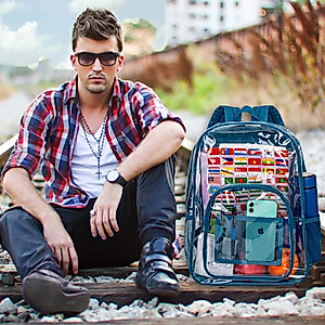 Clear Backpack 12x12x6 Stadium Approved, Transparent Mini Bookbag, Small Heavy Duty See Through Small Bag - Blue