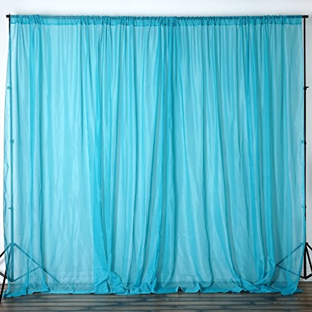 BalsaCircle 10 feet x 10 feet Turquoise Sheer Voile Backdrop Drapes Curtains 2 Panels 5x10 ft - Wedding Ceremony Home Decorations