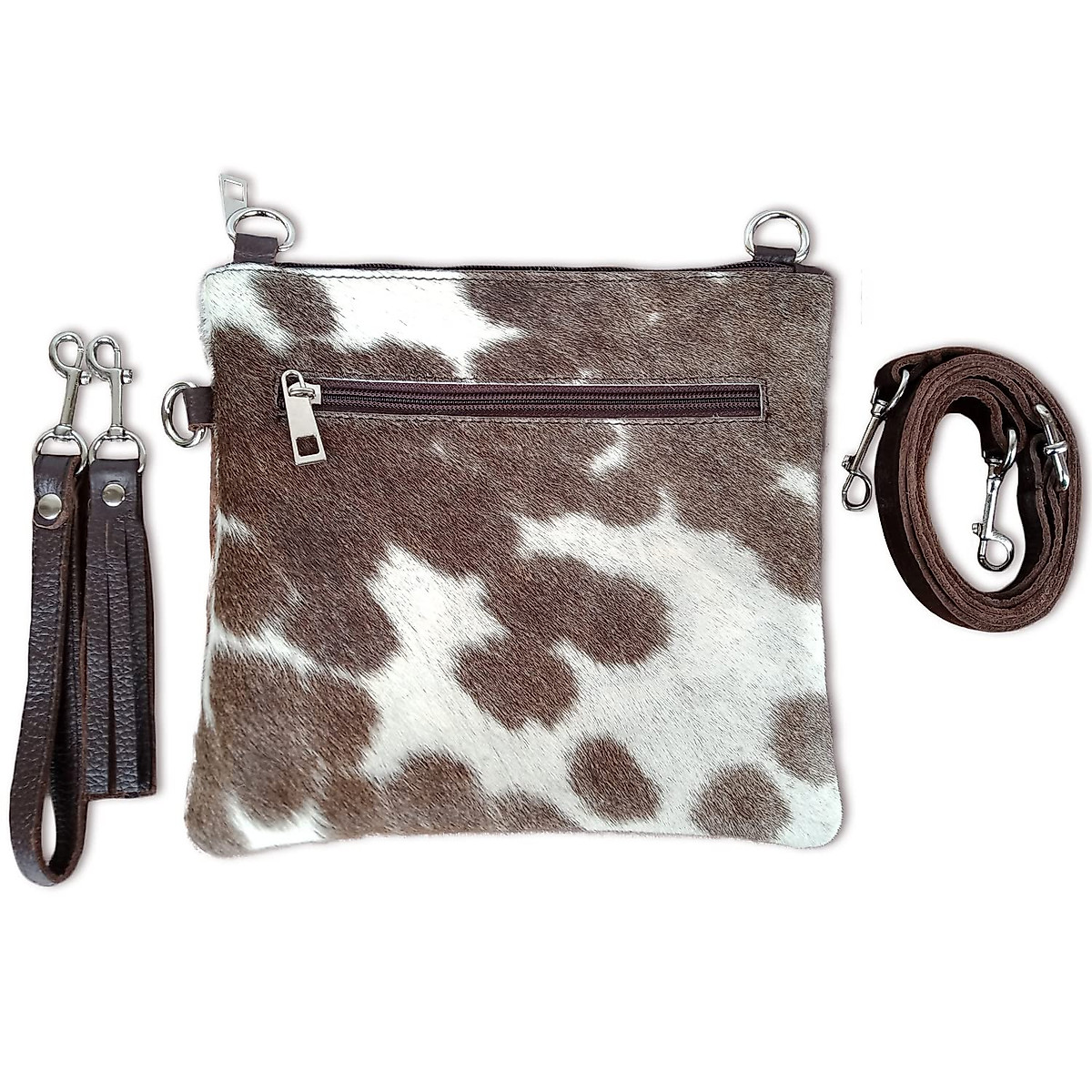 Cowhide Purse Crossbody Handbag Clutch Tricolor Brown Cow Hide Hair on Calf Hide Leather Fur | Women Cowhide Crossbody Purse Bag