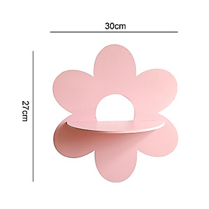 IEUDNS Flower Shape Wall Storage Holder, Hanging Storage Shelf, Wooden Easy to Install Hanging Plant Shelf for Stone Dorm Gift Home, Pink