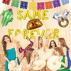 Mexican Gay Mexican Lesbian Bachelorette Party Decorations Kit -Fiesta Same Taco Forever Balloon Banner Taco Diamond Ring Cactus Foil Balloon Mexican Party Banners Funny Bridal Engagement Party