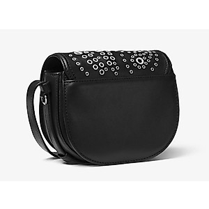 MICHAEL Michael Kors Cary Small Grommeted Leather Saddle Bag - Black $278