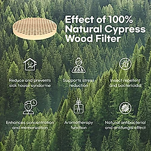 IMUNSEN M-002B Air Purifier with Cypress Wood Filter, H13 True HEPA Filter, 100% Ozone Free, Auto Sleep Mode, Filters allergens, Pollen, Smoke, Perfect for Office and Bedroom, Made in Korea - Black