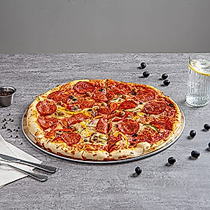 Restaurantware Met Lux 18 Inch Commercial Pizza Pan 1 Coupe Style Pizza Cooking Tray - Heavy-Duty 18-Gauge Aluminum Round Baking Tray Oven-Baking For Pizzas & More