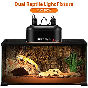REPTITRIP Dual Reptile Light Fixture, Suitable for Reptile Heat Lamp and UVB Reptile Light, Maximum 150W, Reptile Lighting Accessories, Improve UVB and Heat Lamp Performance E26 Socket