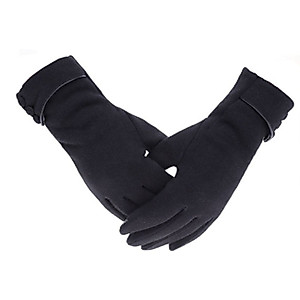 Tomily Womens Touch Screen Phone Fleece Windproof Gloves Winter Warm Wear (Black)