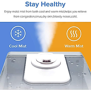 LEVOIT Humidifiers for Bedroom Large Room Home, Gray & Humidifiers for Bedroom Large Room 6L Warm and Cool Mist for Families Plants with Built-in Humidity Sensor, Essential Oil, White