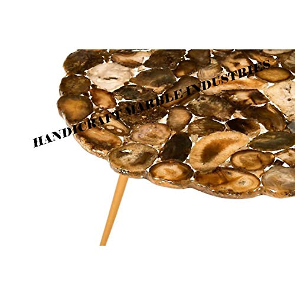 Natural Brown Agate Stone Round Wavy Edge Shape Coffee Table Top, Natural Brown Agate Stone Centre Table Top, Brown Agate Flower Shape Dining Table Top, Piece Of Conversation, Family HeirLoom