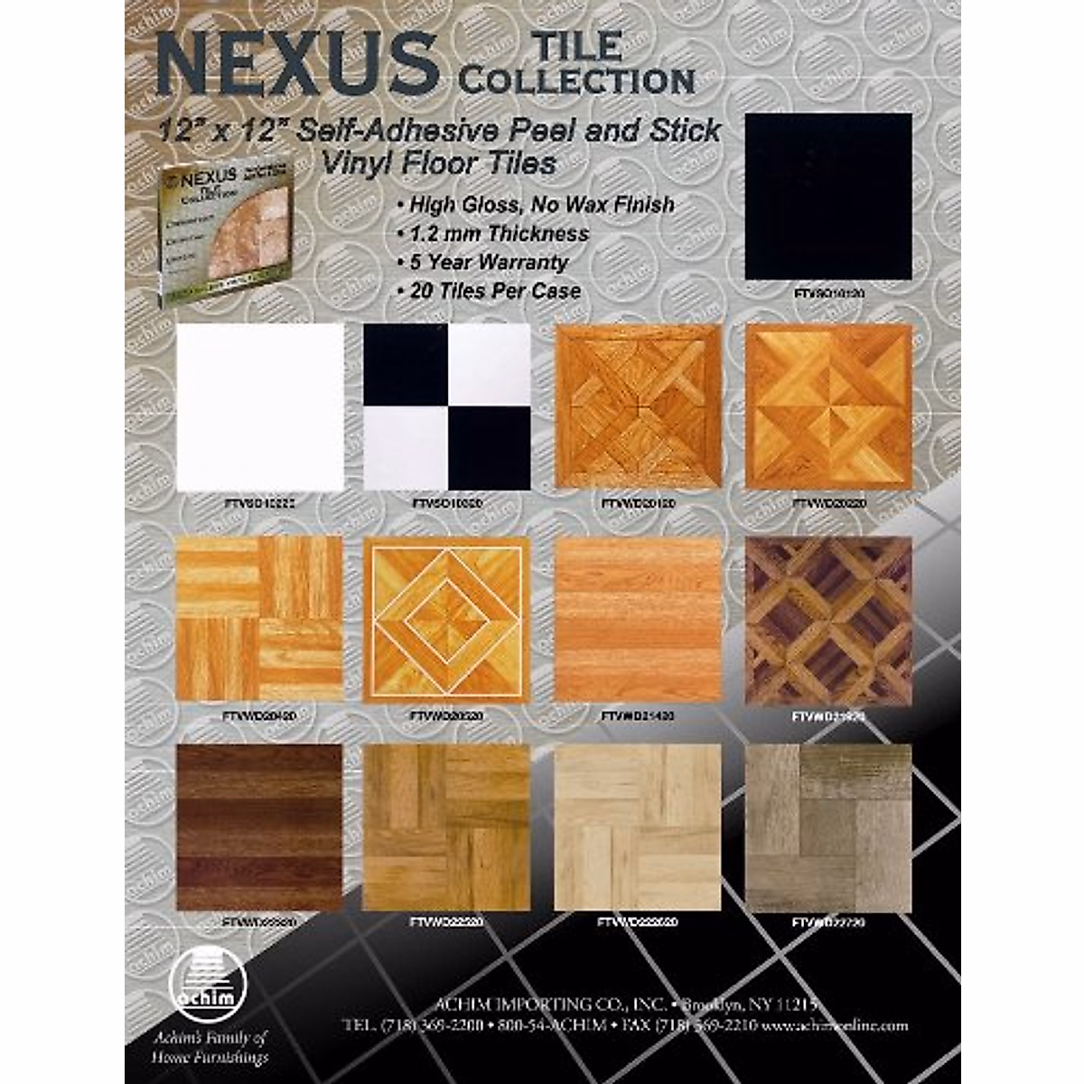 Nexus Self Adhesive 12-Inch Vinyl Floor Tiles, 20 Tiles - 12" x 12", White Slate Pattern - Peel & Stick, DIY Flooring for Kitchen, Dining Room, Bedrooms & Bathrooms by Achim Home Decor