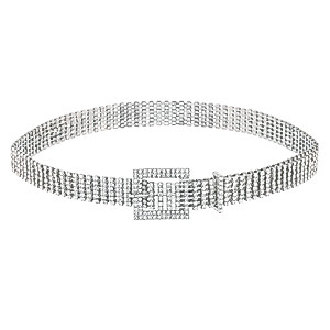 Ayliss Women Rhinestone Belt Bling Crystal Shiny Waist Dress Belt Silver Fashion Glitter Chain Belt for Wedding Party (Silver#1)