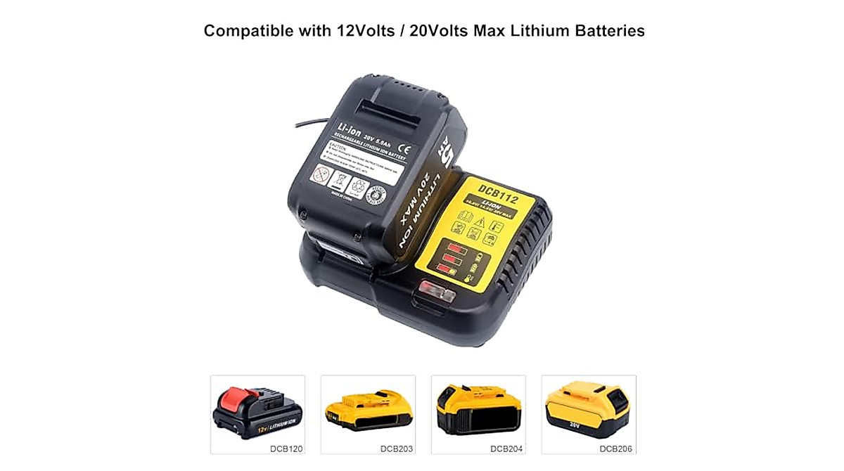 DCB112 Battery Charger for 12V-20V Lithium Batteries | Fast Charging