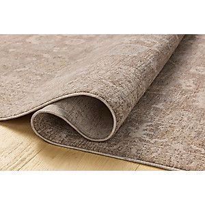 Loloi Chris Loves Julia Louisa Collection LOI-03 Taupe/Ivory 5'-3" x 5'-3", .38" Pile Height, Round Area Rug