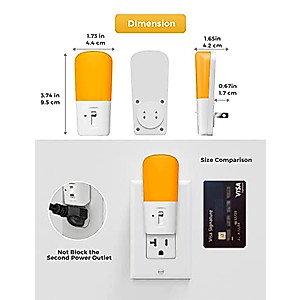 LOHAS Amber Night Light, Dimmable Plug in LED, Yellow Night Light with Dusk to Dawn Sensor, Kids Night Lights for Bedroom, 5-80LM Sleep Aid No Blue Light for Nursery, Hallway, Kitchen, Stairway, 2Pack