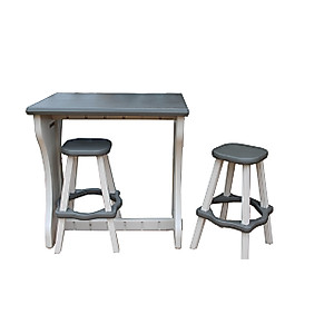 Leisure Accents Double Bar Set Includes 2 Barstools Deep Grey Top & Warm Grey Base Ideal for Patio Hot Tub Area Backyard Durable WeatherResistant Design Easy Nohardware Assembly Proudly Made in USA