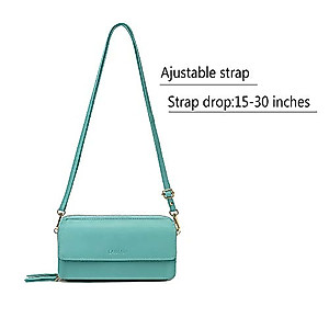 Crossbody Wallet Purse RFID Blocking CellPhone Small Shoulder Bag With Wristlet Strap For Women Ladies Girls Vegan Leather (Blue Green)