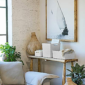 Curver Jute Decorative Plastic Organization and Storage Basket Perfect Bins for Home Office, Closet Shelves, Kitchen Pantry and All Bedroom Essentials, (Set of 6 )