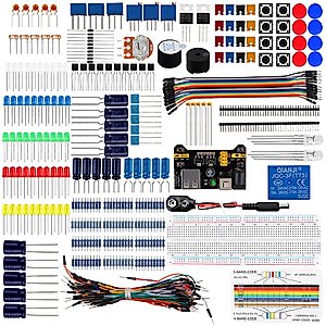 Keywishbot Electronics Basic Component Starter Kit w/Breadboard,Jumper Wires,Color Led,Resistors,Capacitor,Buzzer for Arduino Development Board R3 Mega2560 Mega328 Nano