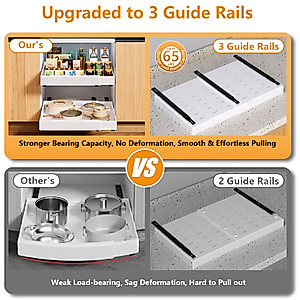 Pull out Cabinet Organizer 21" Deep Heavy Duty Expandable(12.6"-21") Slide out Drawers for Kitchen Cabinets with Adhesive 1 Pack Adjustable Roll out Shelf Storage Organization for Pantry Bathroom