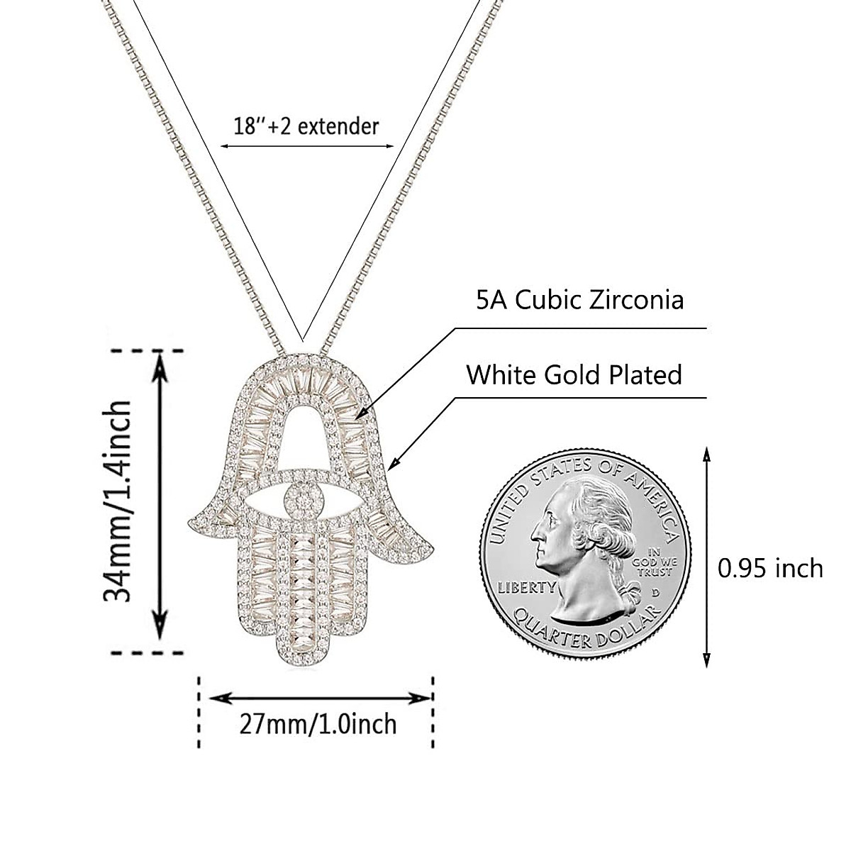 BLBLJERY Evil Eye Hamsa Necklace for Women Hamsa Hand Necklace Good Luck Charm Fatima 14k Gold Hamsa Hand Pendan