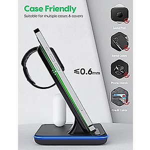 Wireless Charging Station, 2023 Upgraded 3 in 1 Wireless Charger Stand with Breathing Indicator Compatible with iPhone 14/13/12/11 Pro/XS, AirPods 3/2/1/pro 2, iWatch Series 8/7/6/5/4/3,Samsung Phones