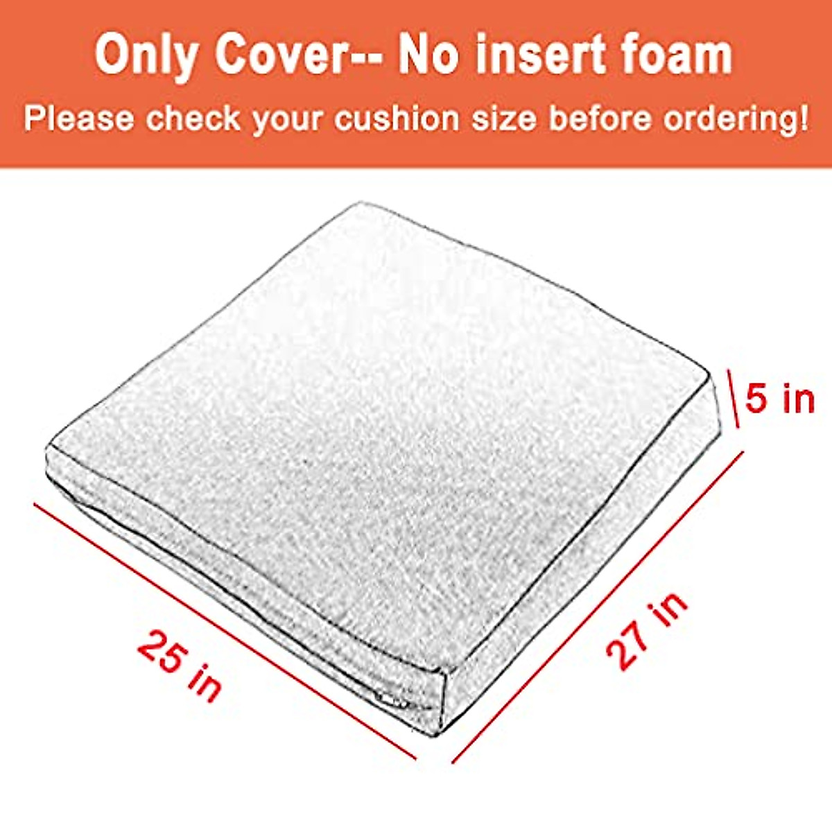 Oslimea Outdoor Seat Cushion Slip Cover 25" x 27", Waterproof Patio Furniture Chair Cushion Cover Replacement Pillow Slip Seat Cushion Cover 2 Pack - Covers Only, Dark Blue