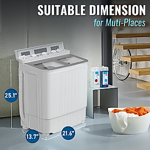 Pataku Portable Washing Machine, 17.6 Lbs Compact Mini Washer and Dryer Combo,Twin Tub Laundry Washer with Spin Cycle, Soaking Function Ideal for Apartment, Dorms, RVs Camping, Grey
