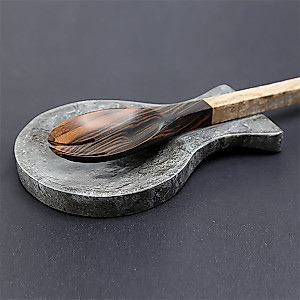 Creative Home Natural Charcoal Marble Spoon Rest Ladle Holder Spatula Holder Kitchen Countertop Organizer, 8.6" x 4-9" x 0.8" H, Dark Grey