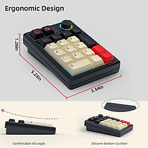 KEYCOOL K19 Wireless Numeric Keyboard, Mechanical Number Keypad Hot-swappable Bluetooth Numpad 5.0/2.4GHz, RGB Multi-Function Knob Numerical Keyboard for Laptop Mac Win iOS Android
