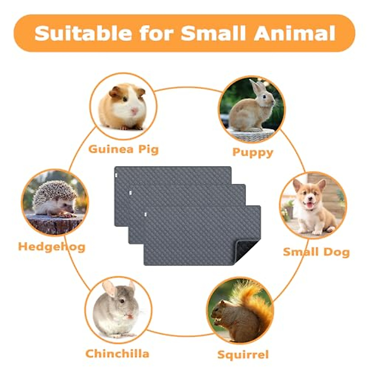 Cimiycob Guinea Pig Cage Liners, 3 Pack 47x 24 Washable Guinea Pig Pee Pads, Waterproof Reusable & Anti Slip, Super Absorbent Guinea Pig Bedding for Small Animal, Rabbit, Bunny, Chinchilla