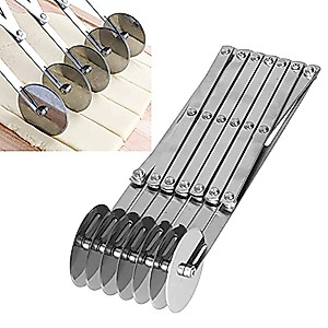HOHXFYP Pastry Cutter, Versatile Multi Wheel Dough Roller Divider, Durable Stainless Steel Dough Roller Cutter for Cut Evenly Into Pastries, Dough, Pizzas, and Cakes(11.4in-Silver)