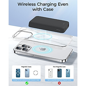 BENKS Magnetic Power Bank, Upgraded 10000mAh Wireless Portable Charger, for MagSafe Battery Pack with Two-Way 20W USB-C Ports, for iPhone 15/14/13/12 Series, Black